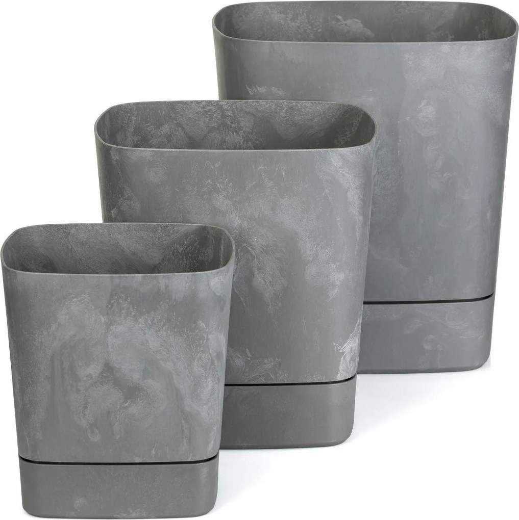 Sada 3 ks květináčů Cubi 16x16/19x19/25x25 cm šedý beton