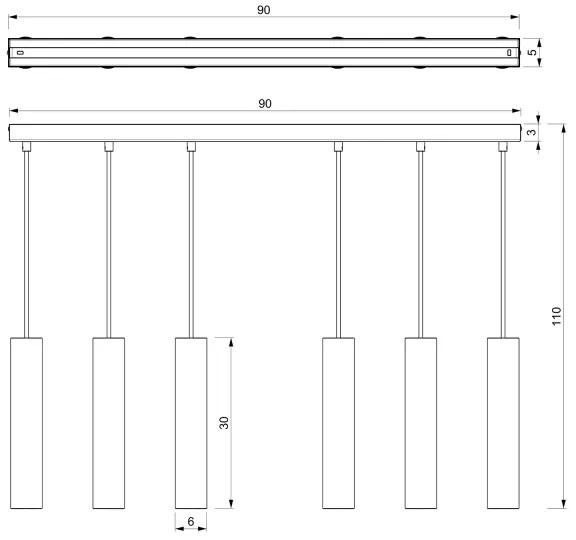 Lustr na lanku RAITO 6xGU10/8W/230V mosaz