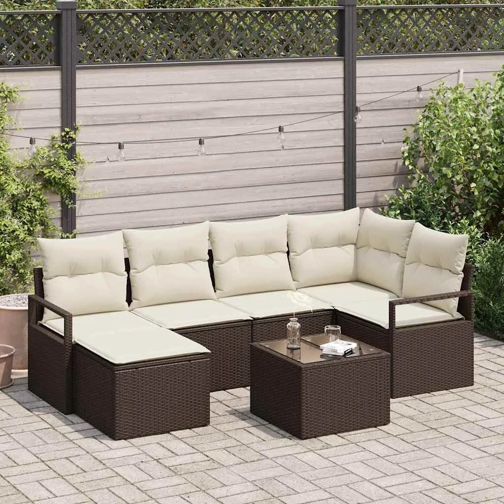 Set pohovek 7 ks Hnědá polyratan 3346458