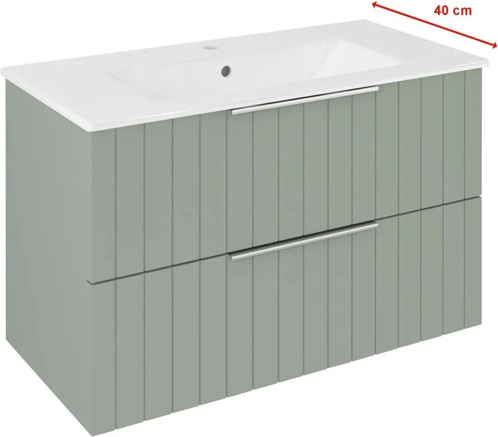 Sapho Cirasa - Umyvadlová skříňka Strip 78x54x39 cm, 2x zásuvka, verde CR792-4444S