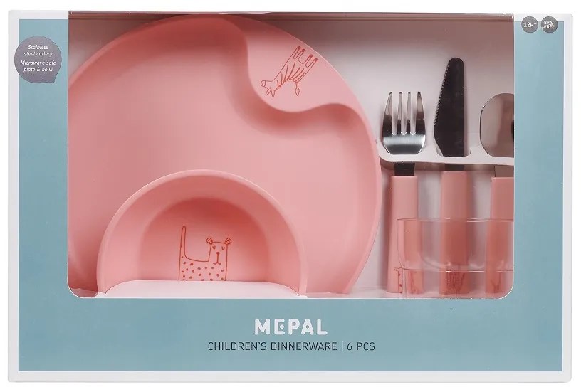 Dětský jídelní set Mio, 6ks, 12m+, Mepal, růžový