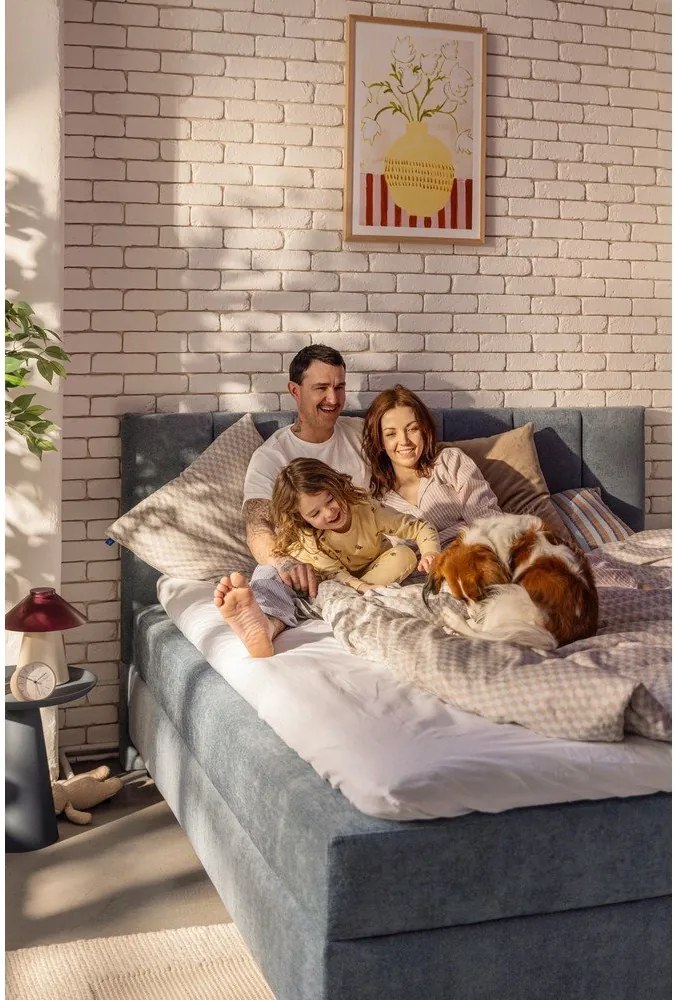 Modrá boxspring postel s úložným prostorem 160x200 cm Elva Bold Line – Bonami Selection