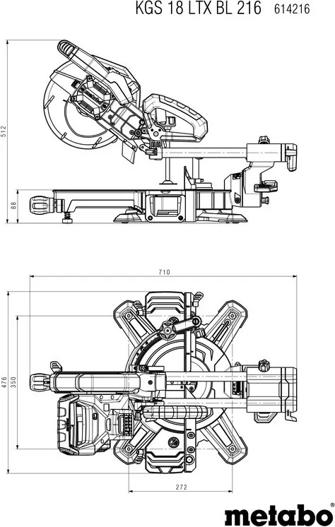 Aku pokosová pila Metabo KGS 18 LTX BL 216
