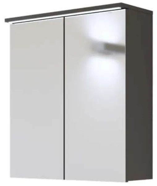 MAXIVA Závěsná skříňka se zrcadlem - GALAXY 840 grey, šířka 60 cm, grafit/dub votan