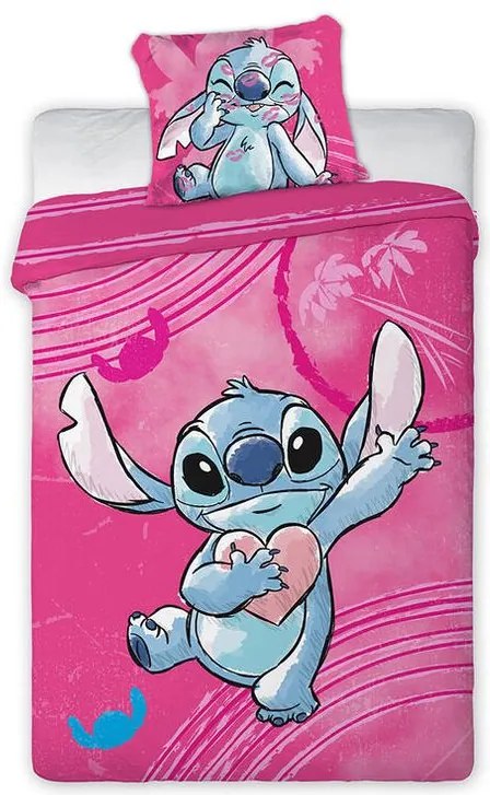 Bavlněné ložní povlečení Stitch růžový