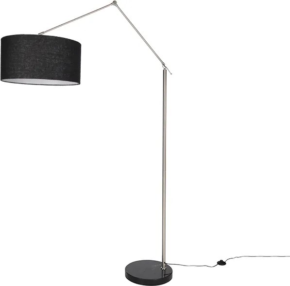 Stojací lampa ocelová nastavitelná s černým stínidlem 50 cm - Editor
