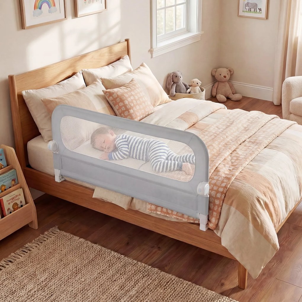 Costway Skládací kolejnice na postel s odnímatelným krytem Oxford a Strap Bed