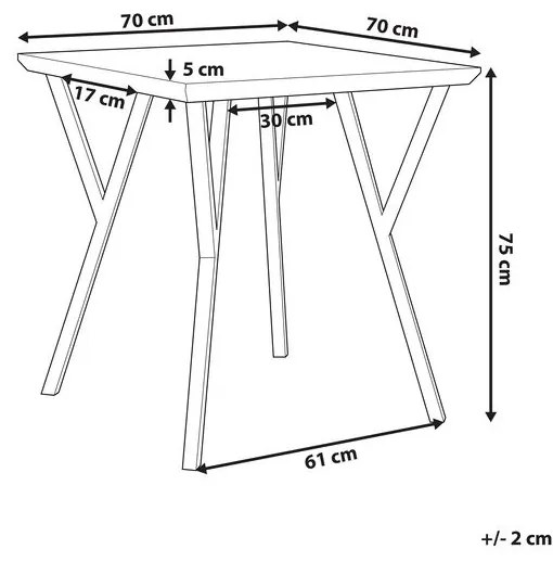 Jídelní stůl 70 x 70 cm, tmavé dřevo s černým BRAVO Beliani