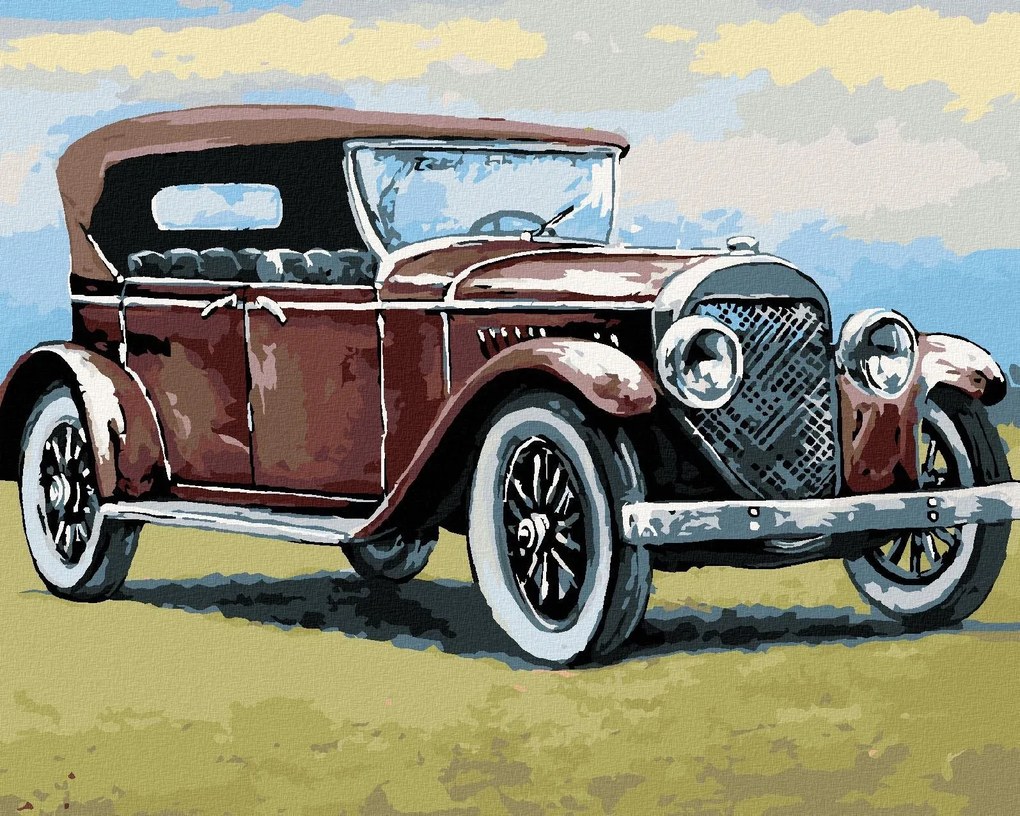 Malování podle čísel retro auto, 80x100 cm, vypnuté plátno na rám