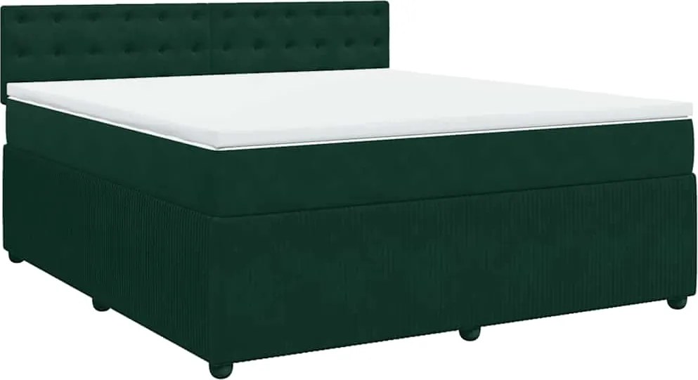 Box spring postel s matrací tmavě zelená 180x200 cm samet 3287821