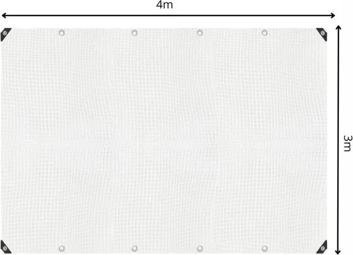 Krycí plachta s oky 3x4 m, 100g PE SPRINGOS GA2179 bílá