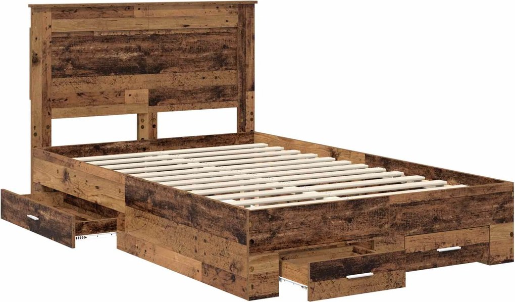 Rám postele s čelo Staré dřevo 120 x 190 cm Kompozitní dřevo 3410340