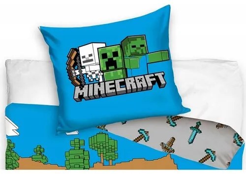 Carbotex Dětské povlečení Minecraft Time to Mine, 140 x 200 cm, 70 x 90 cm