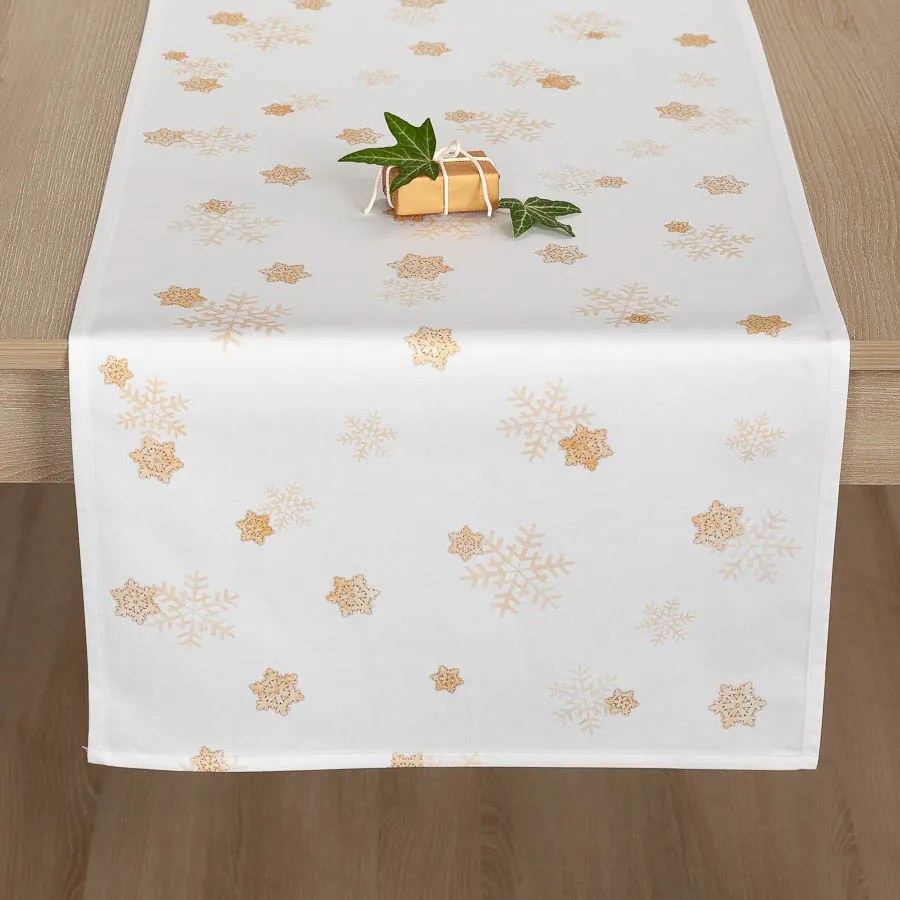 Ubrus Veba GARBO tisk Tichá noc bílá s nešpinivou úpravou Velikost: 40x140 cm