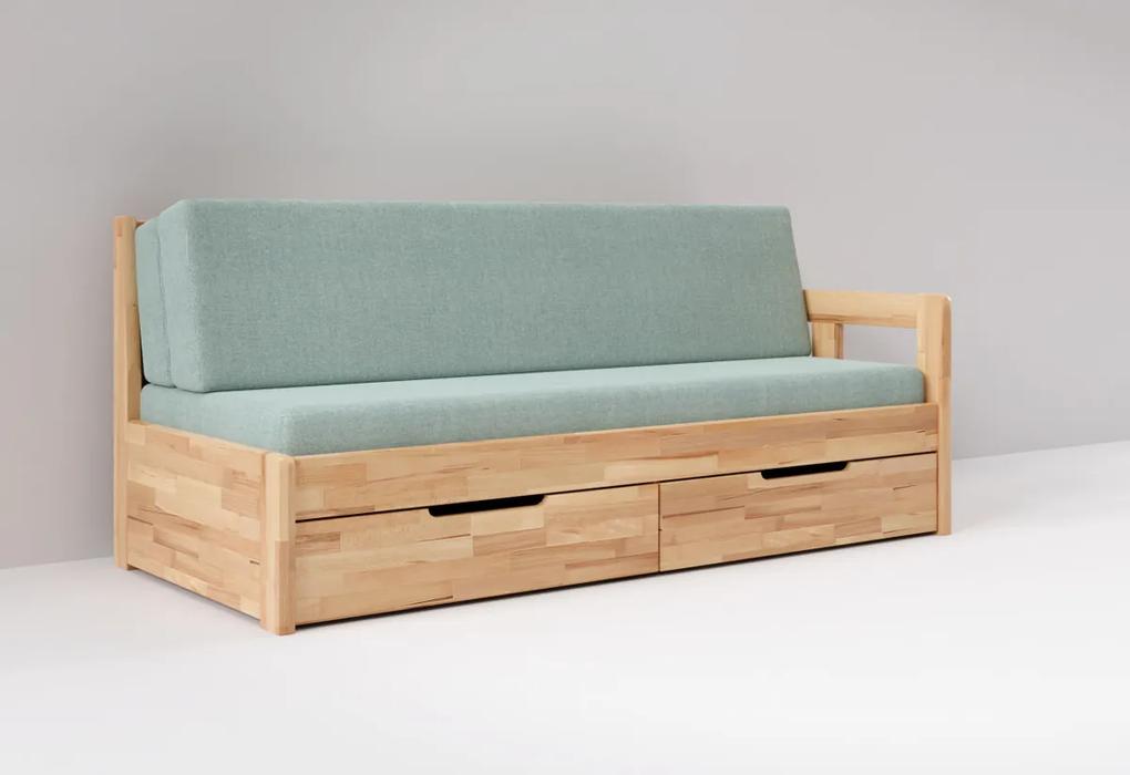 BMB Tandem Harmony rozkládací postel s pravou područkou - buk Moření: Antracit, Provedení: Buk průběžný, Typ: oblé rohy, Rozměr: 80/160 x 200 cm