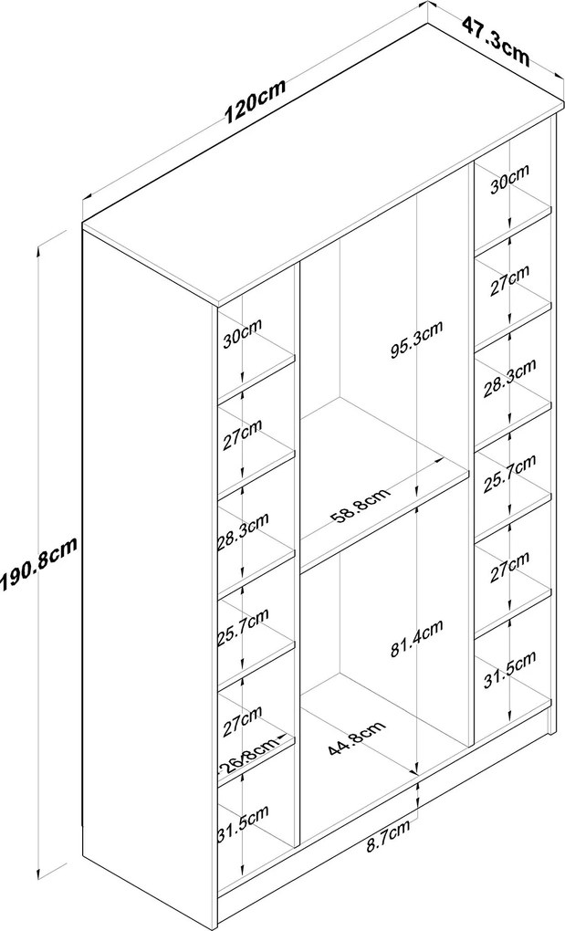 Šatní skříň BA 116 120 cm ořech/bílá