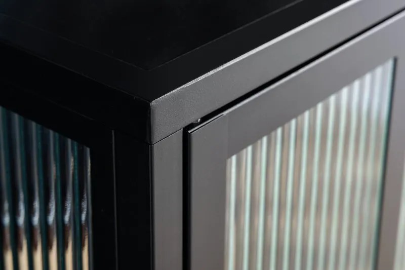 Vitrína Dura Steel 180cm černé žebrované sklo/ 41724