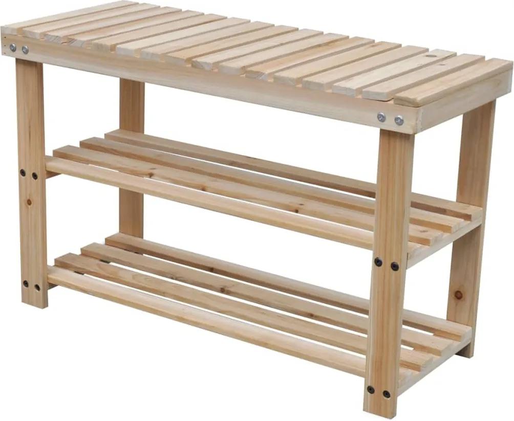Botník s lavičkou 2v1 - 2 ks | masivní dřevo