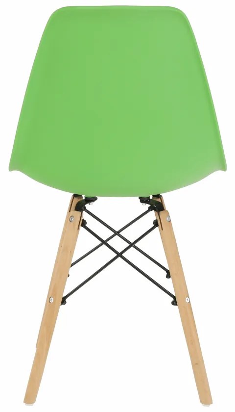 Jídelní židle CINKLA 3, plast zelený, podnož buk, kov černý