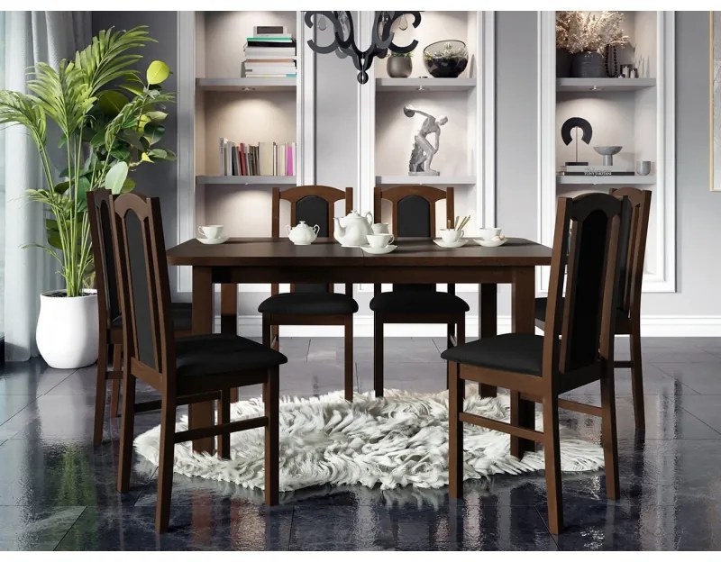 Rozkládací jídelní stůl se 6 židlemi AL06, Barva dřeva: bílá-L, Potah: 25x - Paros 2