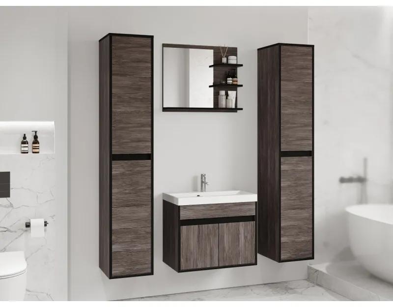Koupelnový nábytek Garmuzo XL, Barva: wotan / wotan + bílý lesk, Sifon k umyvadlu: ano, Baterie: ne
