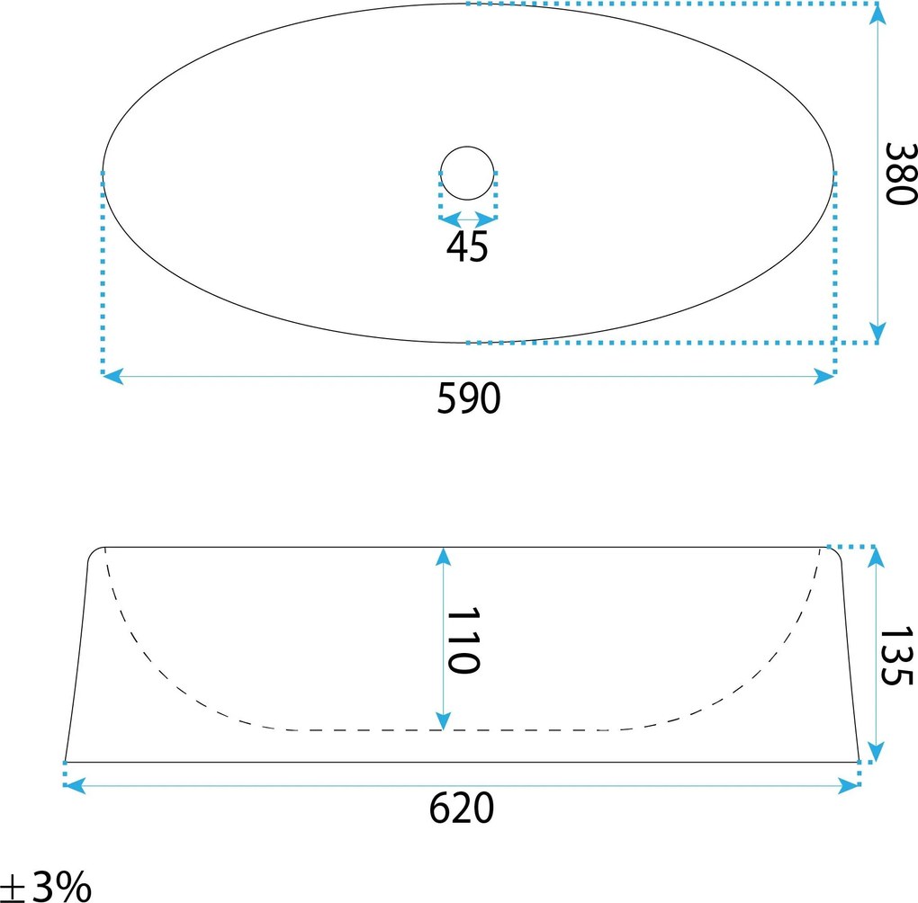 Rea Aurelia Reno, umyvadlo na desku 600×400×140 mm, béžová matná – imitace kamene, REA-U3505