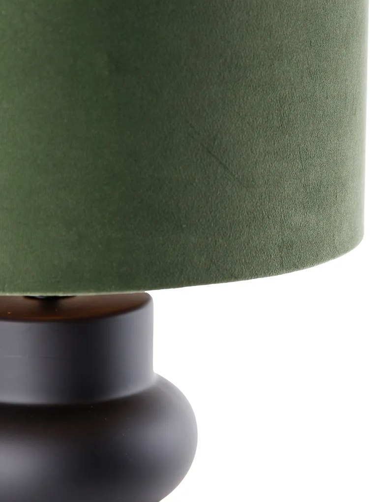 Designová stolní lampa s černým sametovým stínítkem zelená se zlatem 35 cm - Alisia