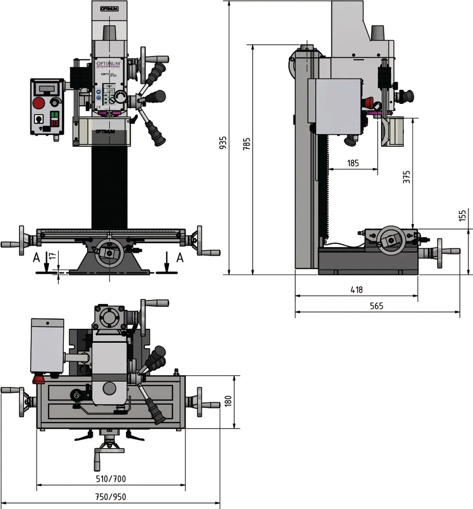 Stolní frézka OPTImill BF 20 L Vario
