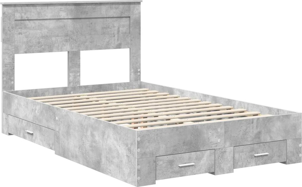 Rám postele s čelo Betonově šedá 120 x 190 cm Kompozitní dřevo 3410006