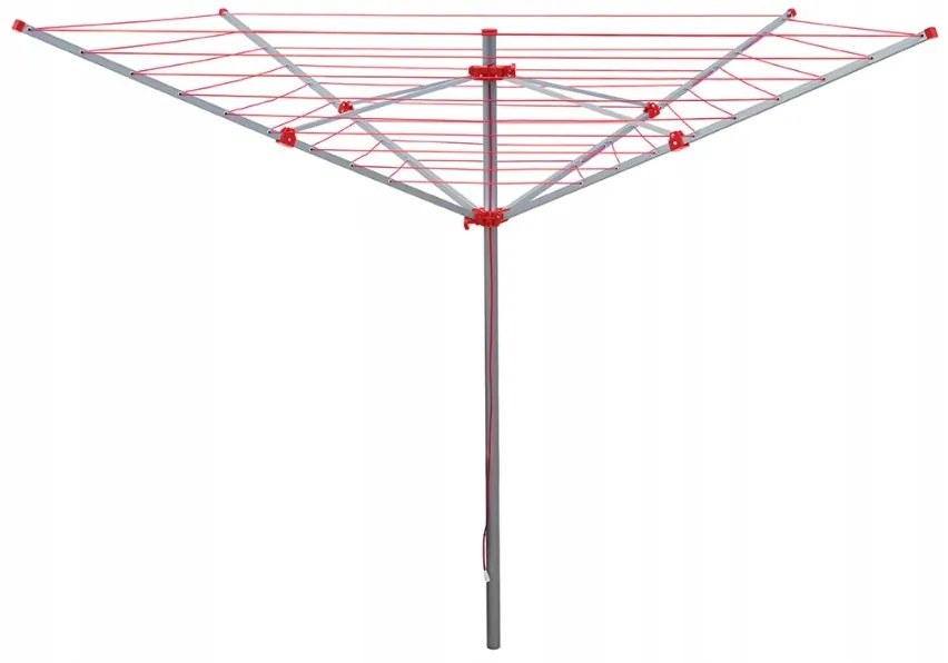 Erga Garden 5000, volně stojící 4-ramenný zahradní sušák na prádlo 200x200x195 cm, stříbrná-červená, ERG-SEP-10SUSOGRGAR50
