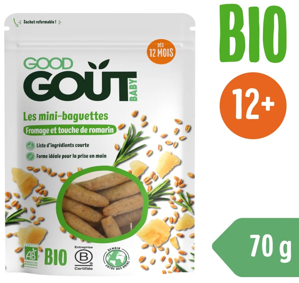 Good Gout Mini bagetky s rozmarýnem a sýrem BIO 70 g