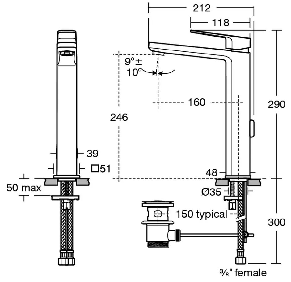 Ideal Standard Tonic II - Umyvadlová baterie s vysokým vývodem, Chrom A6328AA