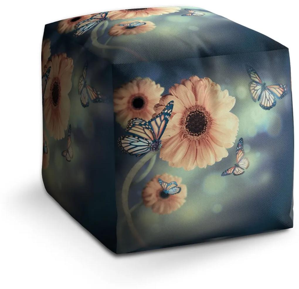 Sablio Taburet Cube Květinová abstrakce: 40x40x40 cm
