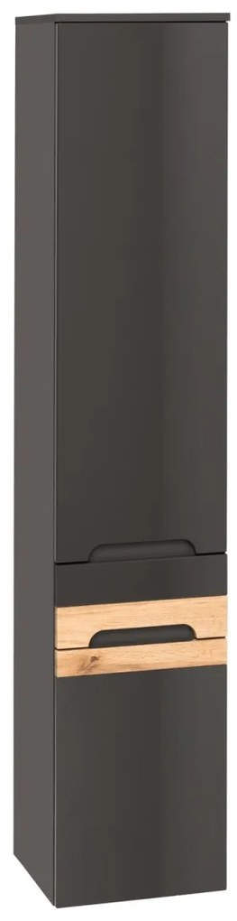 Comad Koupelnová závěsná skříňka vysoká Galaxy 800 2D/1S šedý grafit/dub votan
