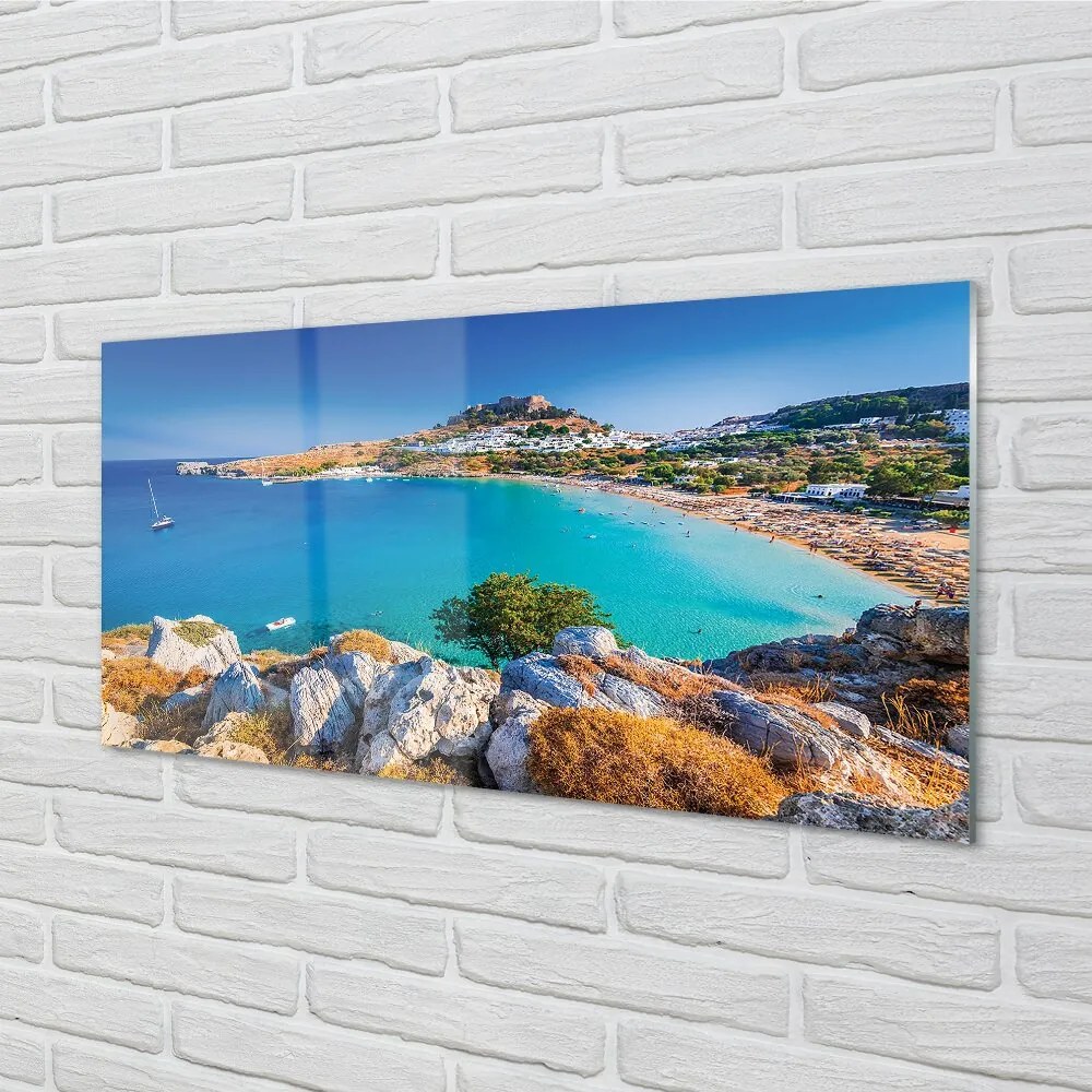 Obraz na skle Řecko pobřeží beach panorama 100x50 cm