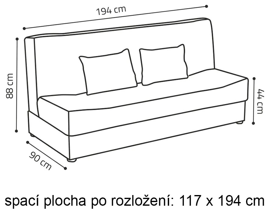 Pohovka Sonia | 194 cm | rozkládací + úložný prostor | enjoy 21 šedá