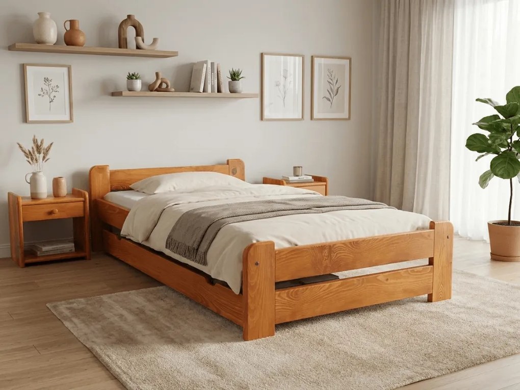 Postel Emily 80 x 200 cm, olše Rošt: S laťkovým roštem, Matrace: Matrace Sommera 18 cm