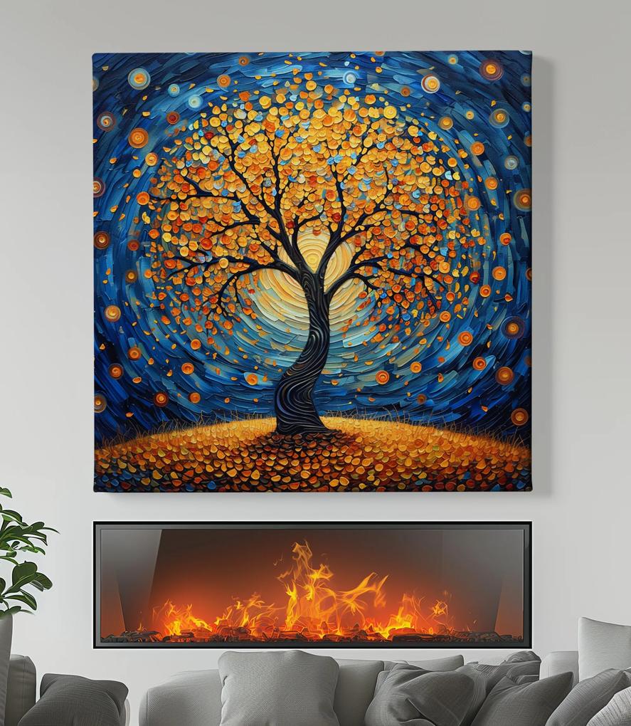Obraz na plátně - Strom života Spirála propojení FeelHappy.cz Velikost obrazu: 140 x 140 cm