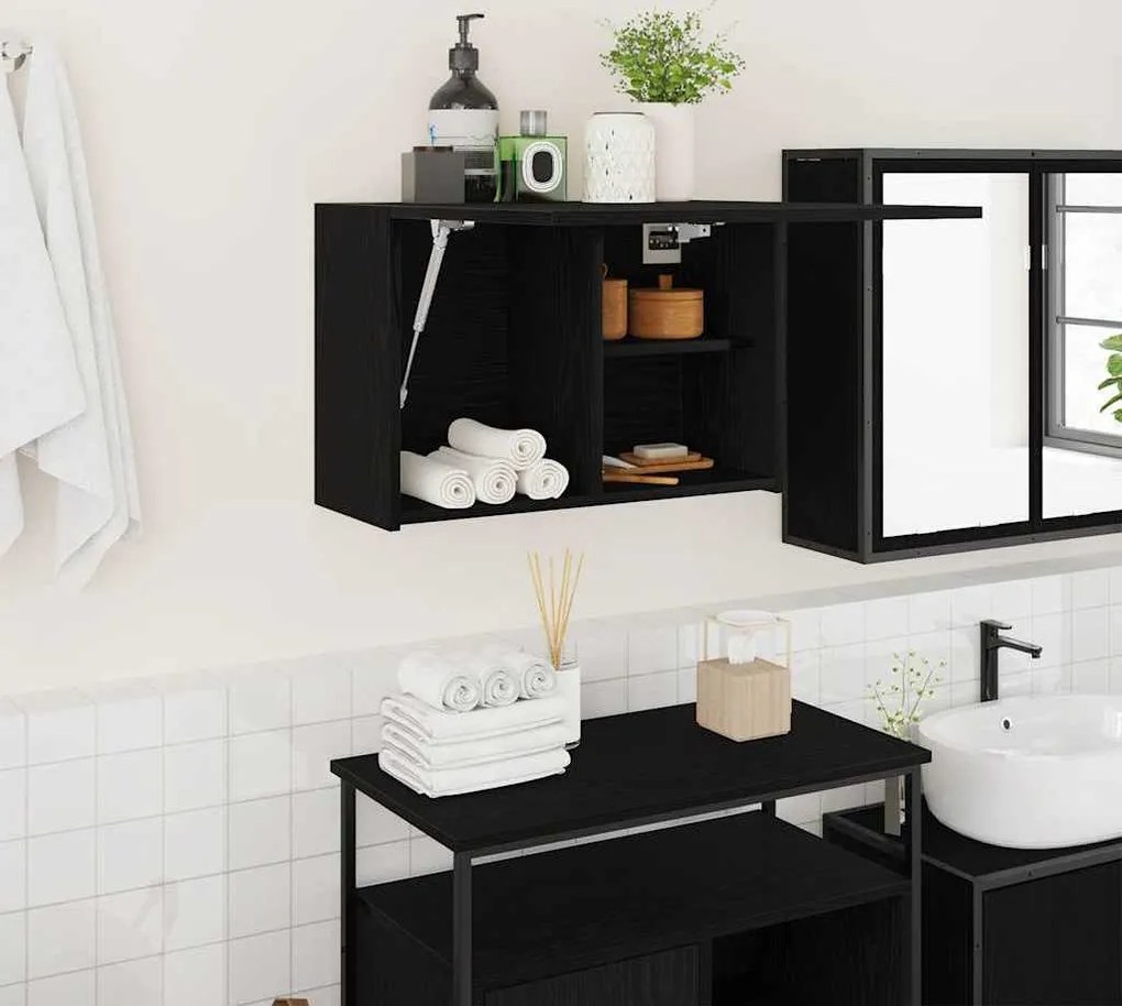 vidaXL Koupelnová nástěnná skříňka 60 x 25 x 40 cm kompozit [860070] Barva: Černá