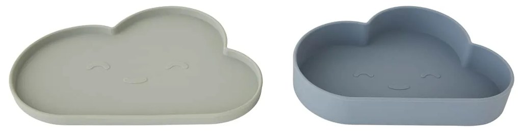 OYOY Dětské silikonové nádobí Chloe Cloud Tourmaline/ Mint - set 2 ks, modrá barva, zelená barva, plast