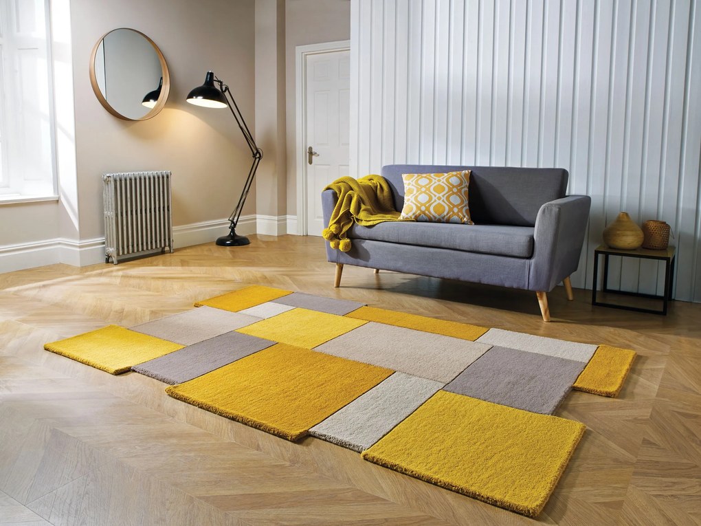 Flair Rugs, Kusový koberec Abstract Collage Ochre/Natural, 200x290, žlutá, kancelář