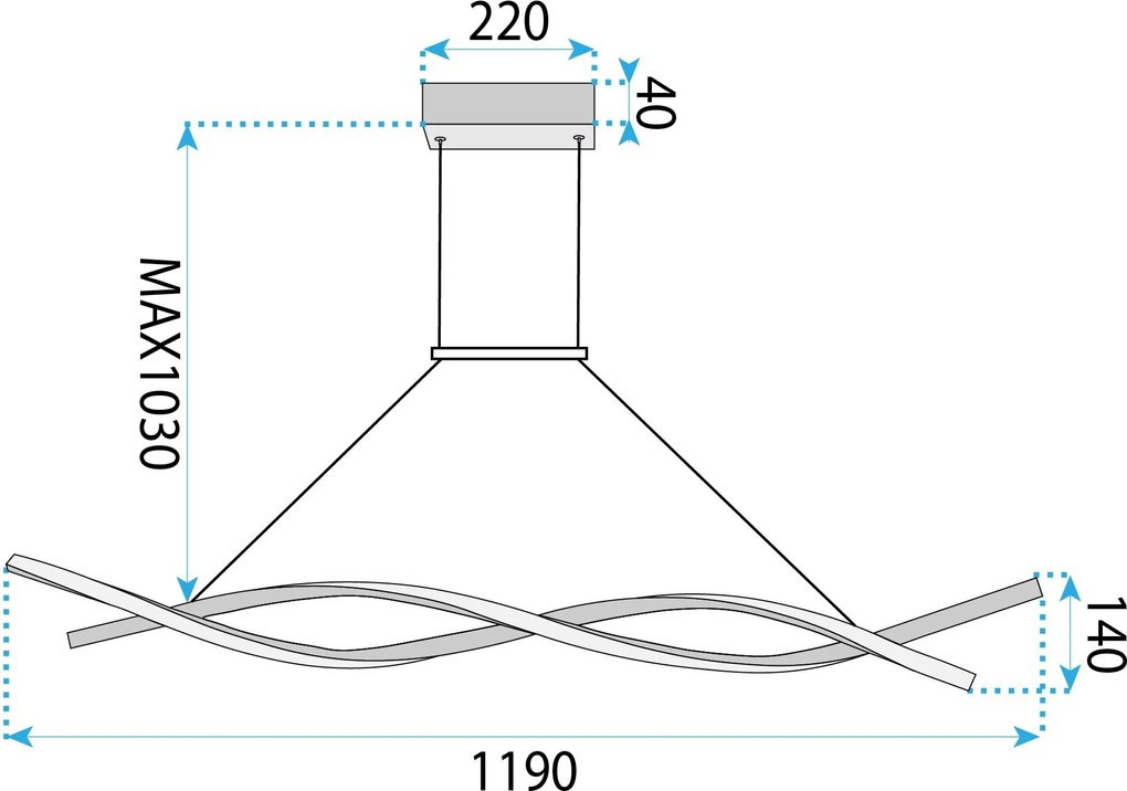 Toolight Toolight, LED závěsné osvětlení 120cm, 46W, 3000K, 2000lm, LHJ020-CP, černá, OSW-50046