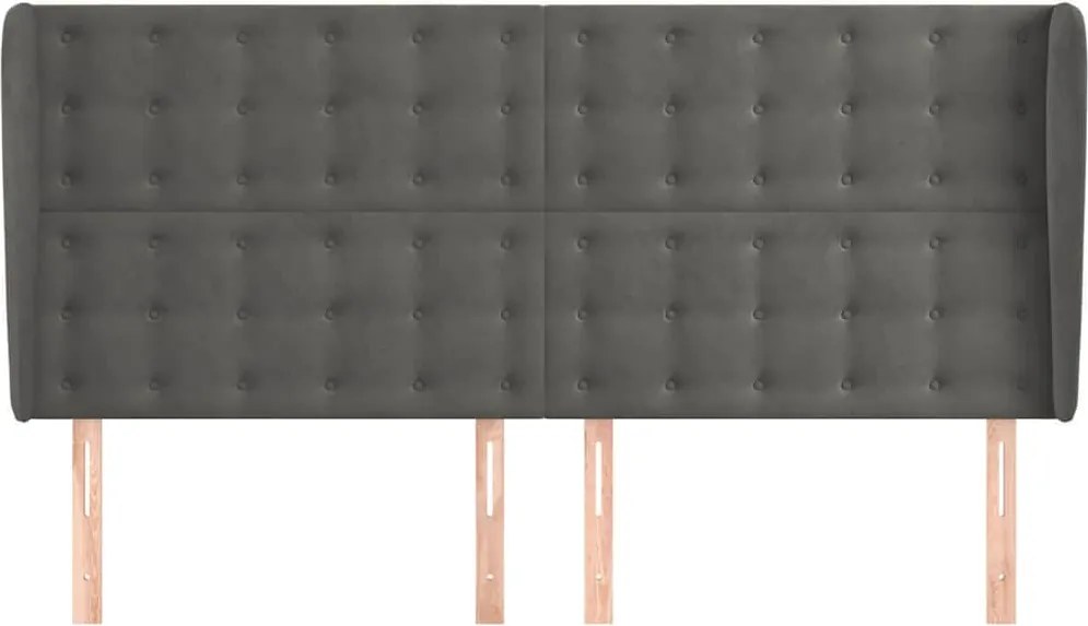 Čelo postele typu ušák tmavě šedé 203x23x118/128 cm samet 3118457
