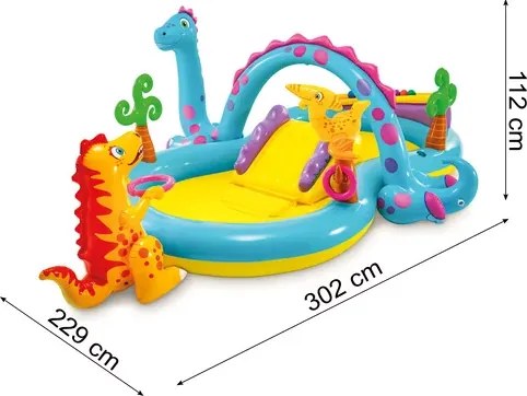 Vodní hřiště 302 × 229 × 112 cm – Dinoland I57135NP