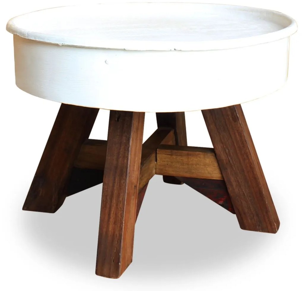 Konferenční stolek - masivní recyklované dřevo - bílý | 60x45cm