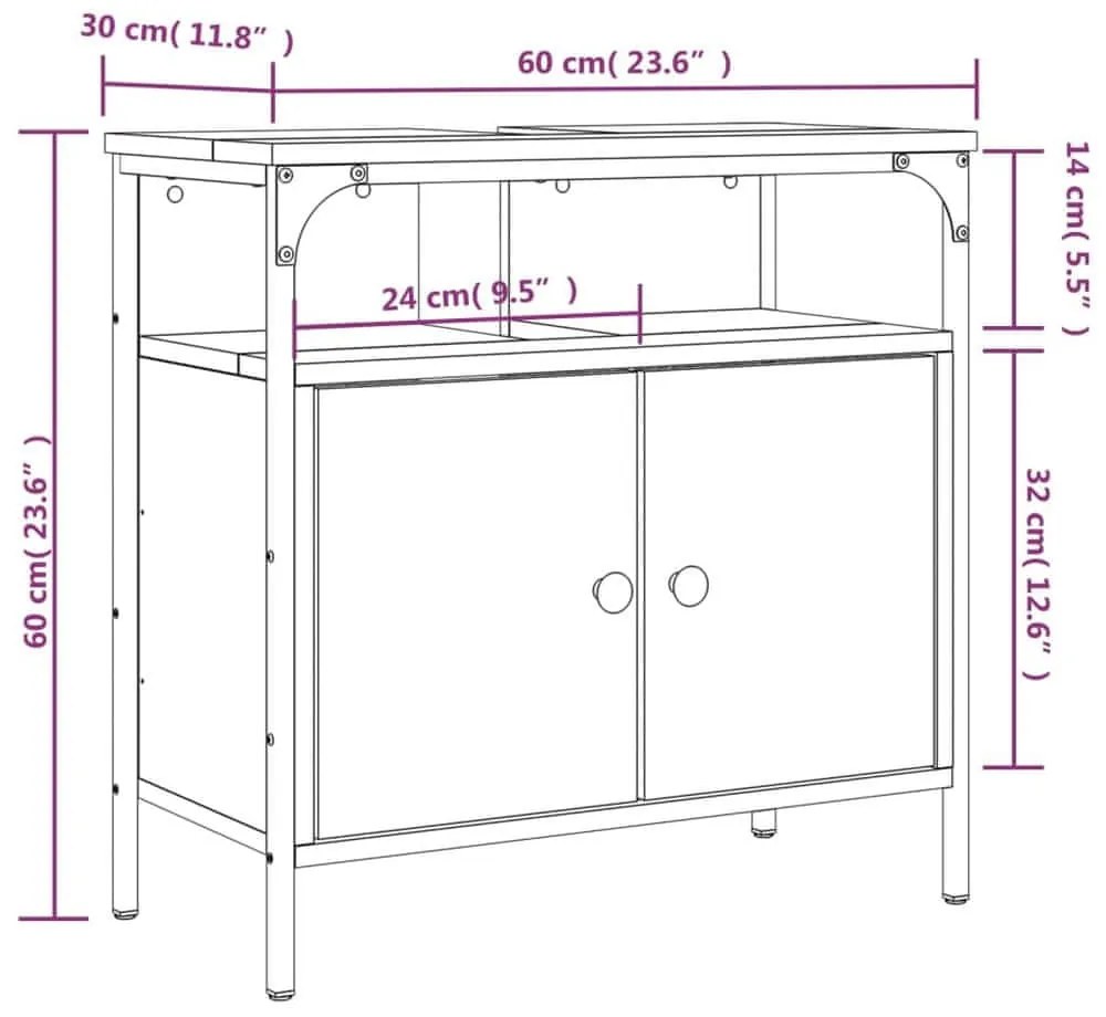 Petromila Koupelnová skříňka pod umyvadlo kouřový dub 60x30x60cm kompozit