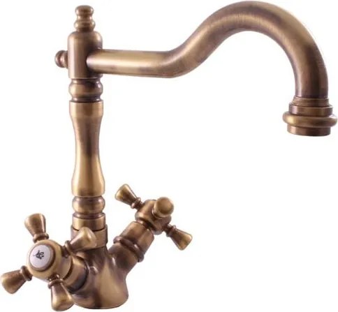 RAV SLEZÁK Morava dřezová baterie s otočným ramínkem stará mosaz mk320.5/8sm MK320.58SM