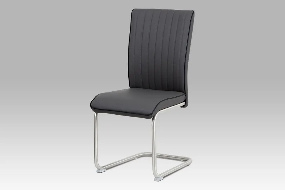 Jídelní židle pohupovací v kombinaci imitace šedé kůže a broušeného nerezu HC-393 GREY