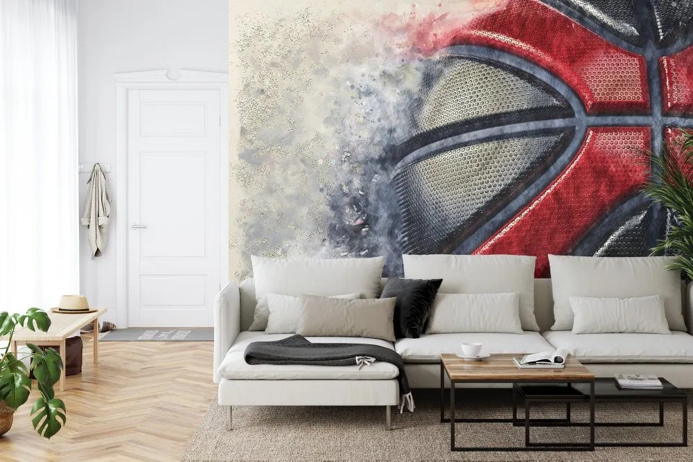 Fototapeta Basketbalový Míč Malovaný Akvarelem Strukturální vinyl 254x184