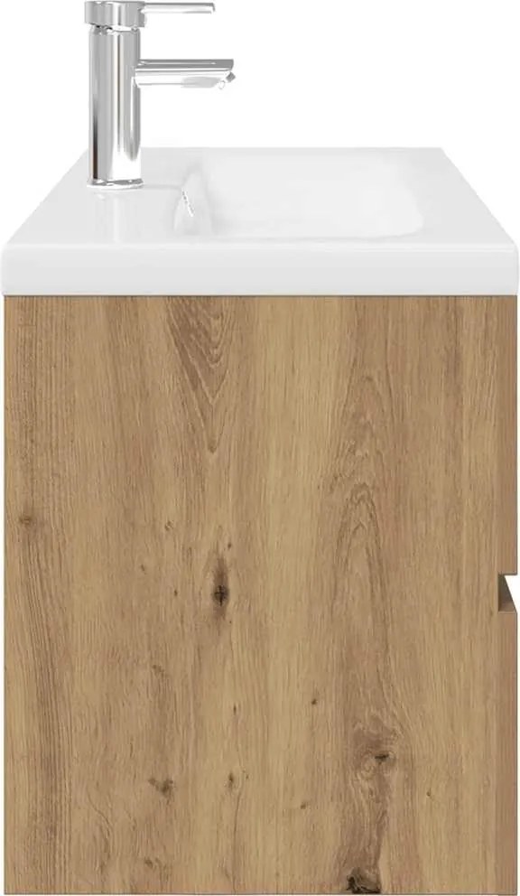 Umyvadlová skříňka s vestavěným umyvadlem a baterie dub artisan 3328938